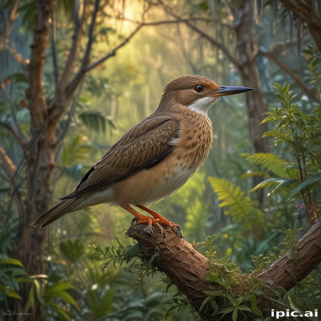 A Beautiful Bird Perched on a Branch in a Lush Forest Environment