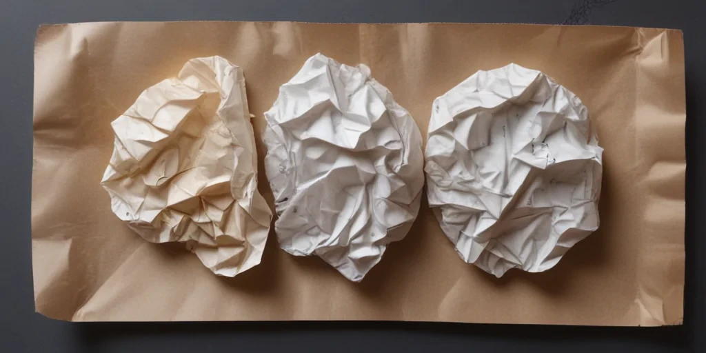 Three Crumpled Paper Balls on a Brown Background Displaying Texture and ...