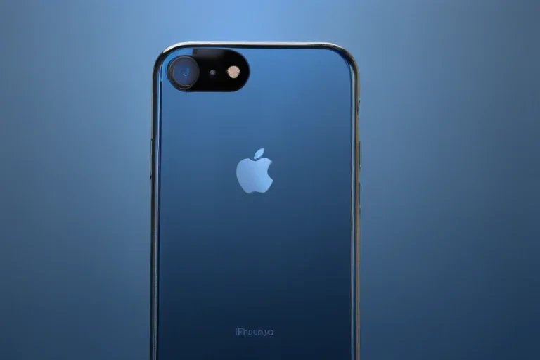 Close-Up View of a Sleek Blue Apple iPhone Back Design