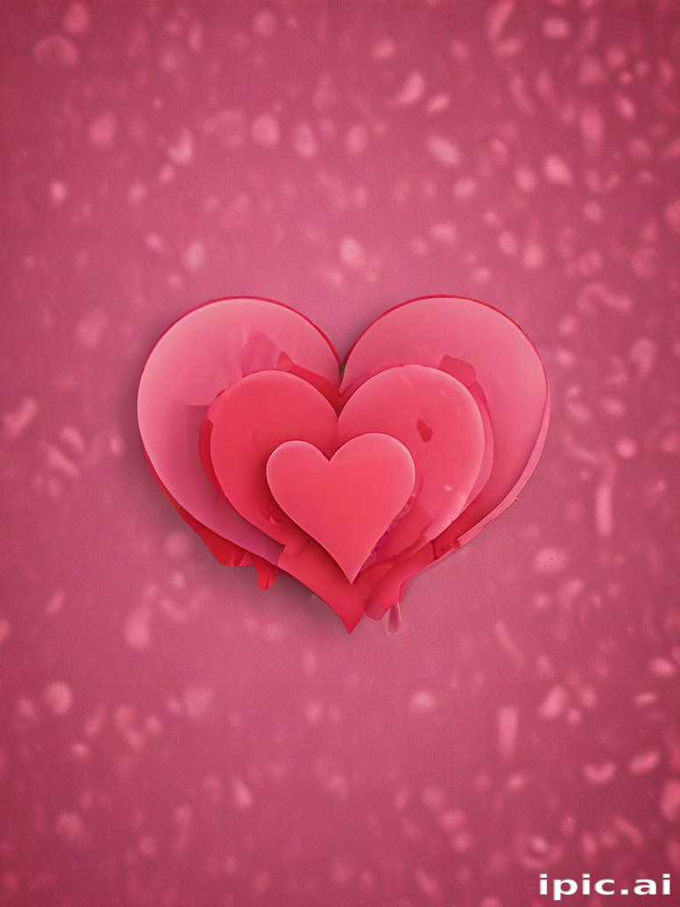 Colorful Layers of Hearts on a Soft Pink Background for Love