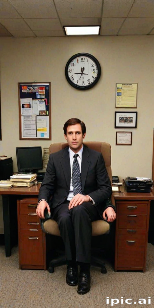 An Office Worker Sits in a Cubicle, Staring at the Clock