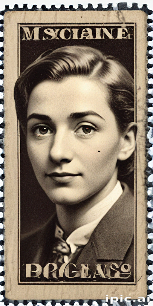 Vintage Portrait of a Young Person in a Classic Stamp Design