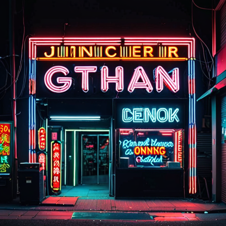 jintai is a name on a neon sign surreal art