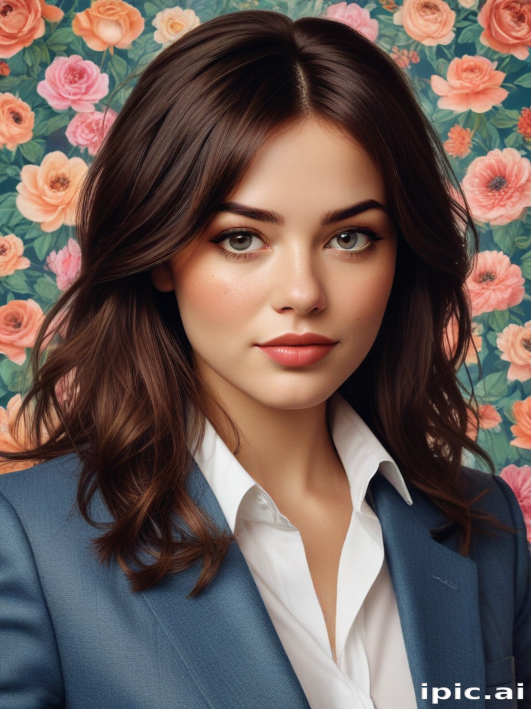 Elegant Portrait of a Young Woman Against a Floral Background