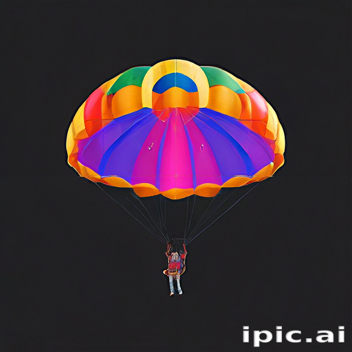 Colorful Parachute Soaring Through the Sky with an Adventurous Jumper Below