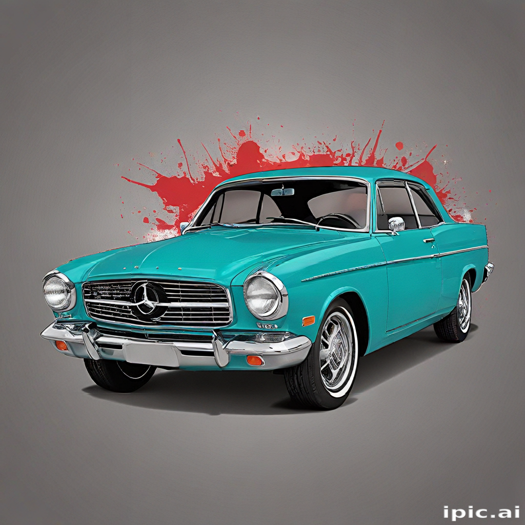 Classic Turquoise Mercedes Coupe with Artistic Splash Background and ...