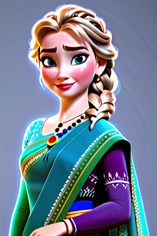 Elsa and Anna hugs together in saree indian smile frozen disney smile ...