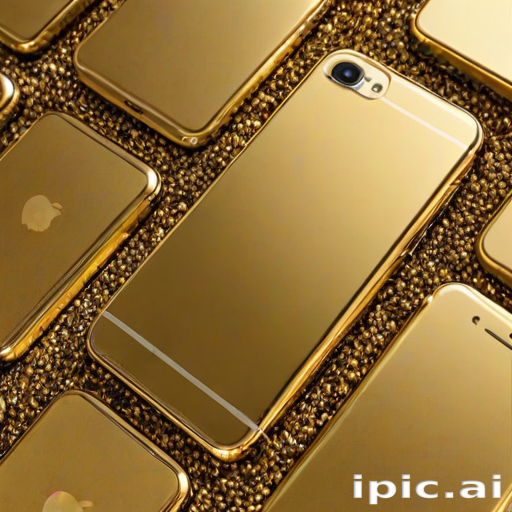 Collection of Luxurious Gold-Plated Smartphones Displayed on Sparkling ...