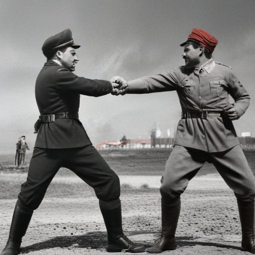 Stalin against Mussolini in a fight