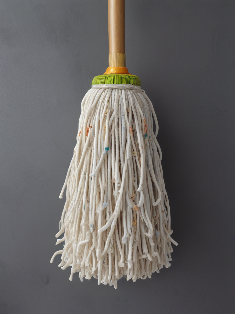 Classic Cleaning Tool: A Close-Up of a Traditional Cotton Mop