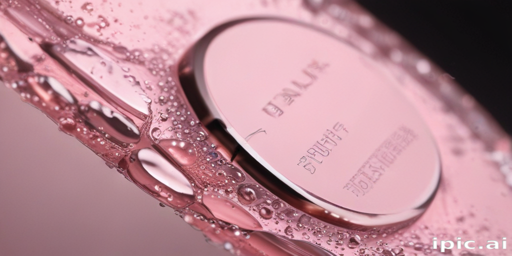 Close-Up of a Pink Circular Object Surrounded by Glimmering Water Droplets