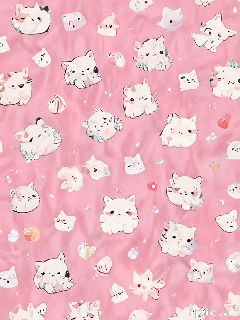 Adorable Collection of Cute Cat Stickers on a Soft Pink Background