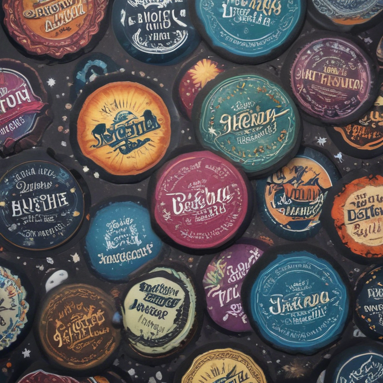 Colorful Artistic Labels and Designs Featuring Various Beverage Names ...