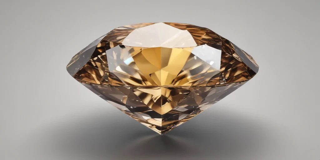 Stunningly Cut Brown Diamond Sparkling Under Soft Light on Gray Surface