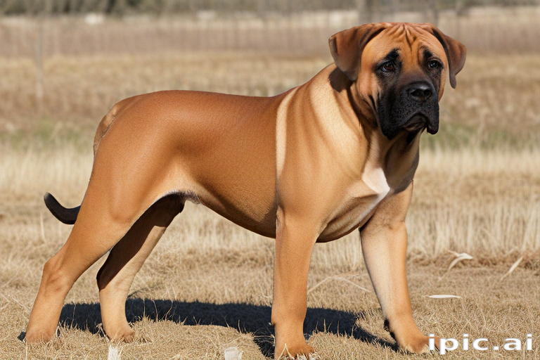 A Strong and Majestic Dog Standing Proudly in a Sunlit Field.