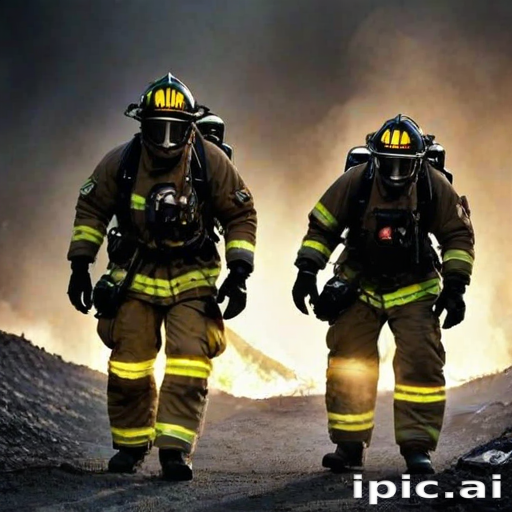 Brave Firefighters Courageously Battling Flames in a Dangerous Environment