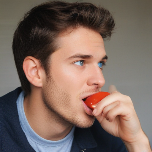 mewing guy eating ketchup