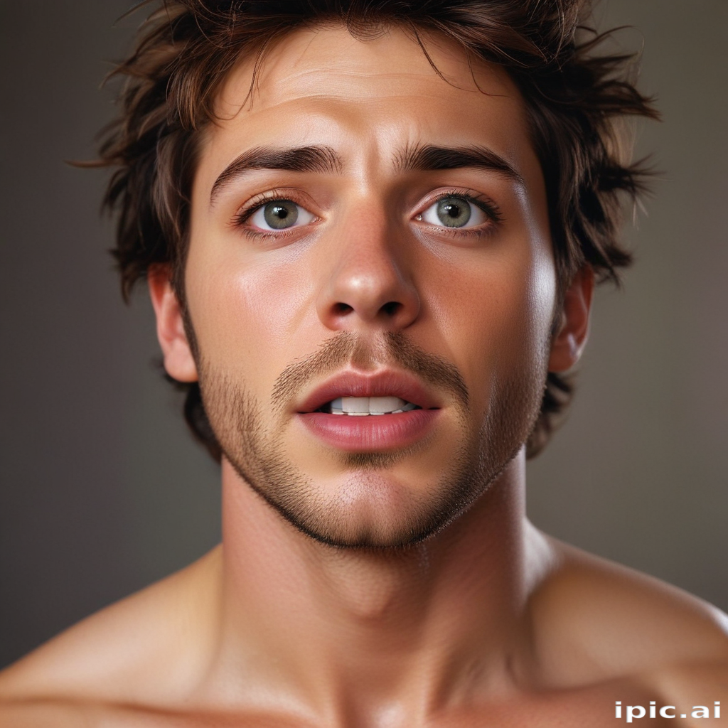 A Close-Up Portrait of a Young Man with Expressive Eyes and Hair.
