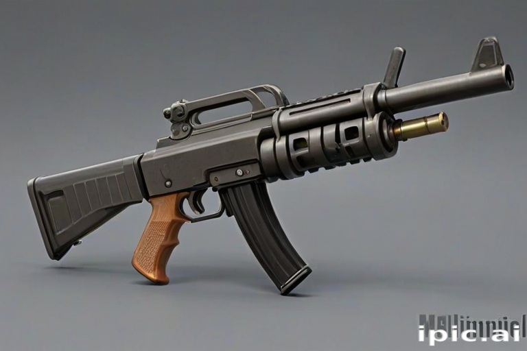 Detailed View of a Modern Semi-Automatic Rifle on a Neutral Background