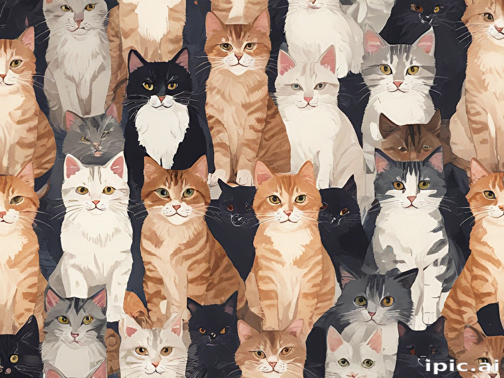 A Colorful Collection of Cats Displaying Their Unique Personalities and ...