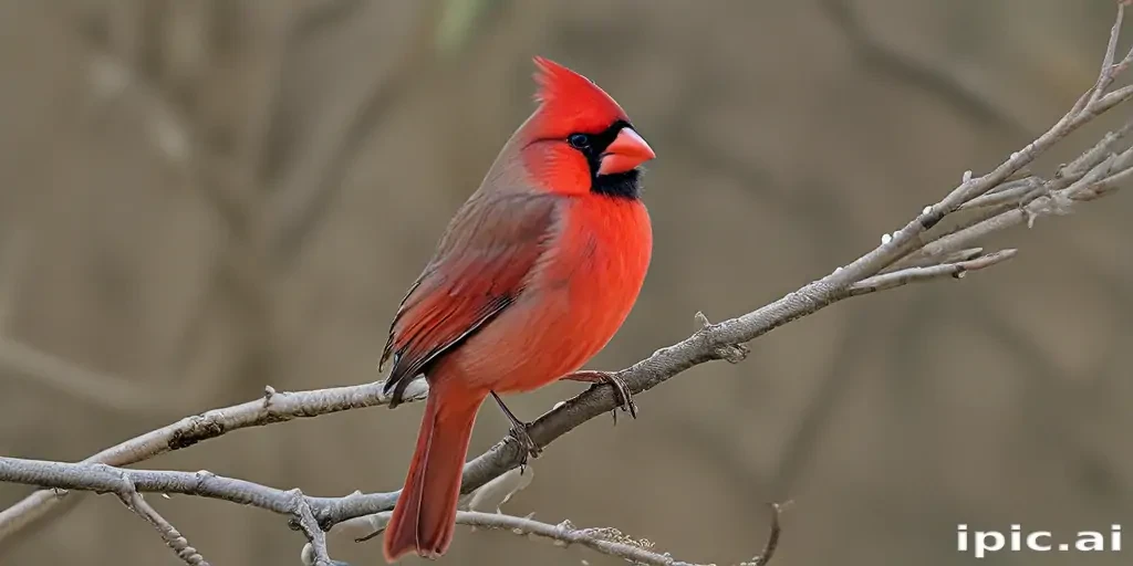 A Vibrant Northern Cardinal Perched Gracefully on a Bare Branch.