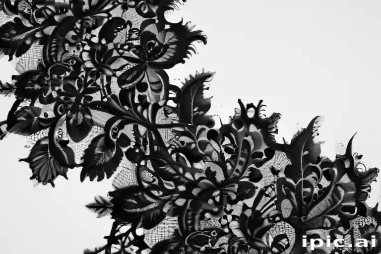 Intricate Black Floral Lace Design with Detailed Patterns and Textures