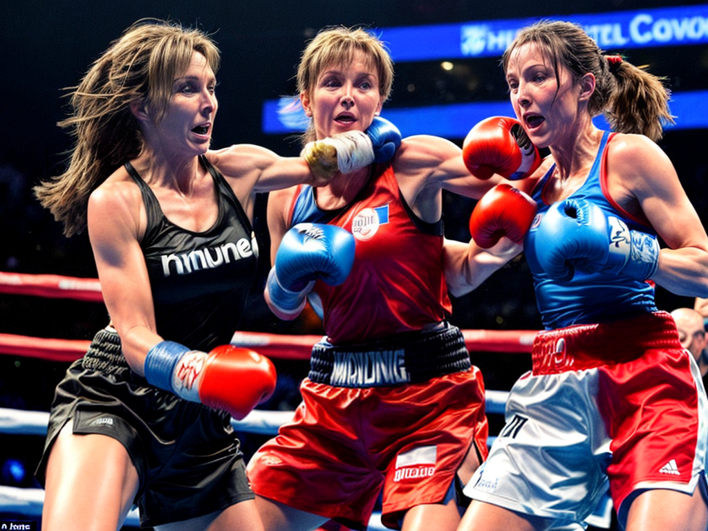 carol vorderman winning a boxing match against michelle mone