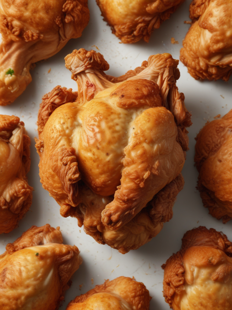 Deliciously Golden Fried Chicken Pieces Arranged on a White Plate