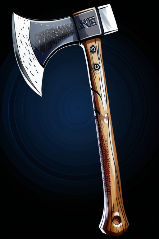 Stylized Illustration of a Sharp Axe with a Wooden Handle Design