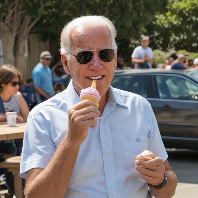 Joe Biden eating ice cream in Bolinas, ca.