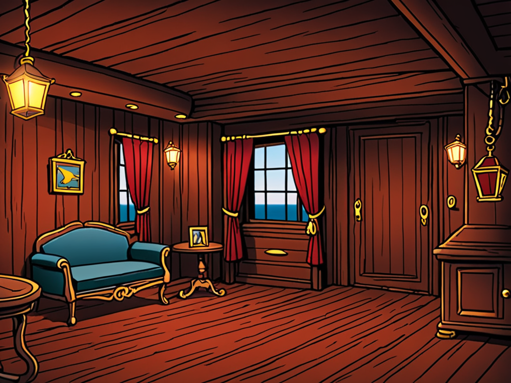 Interior of Captain Hook's state room on the pirate ship from the ...