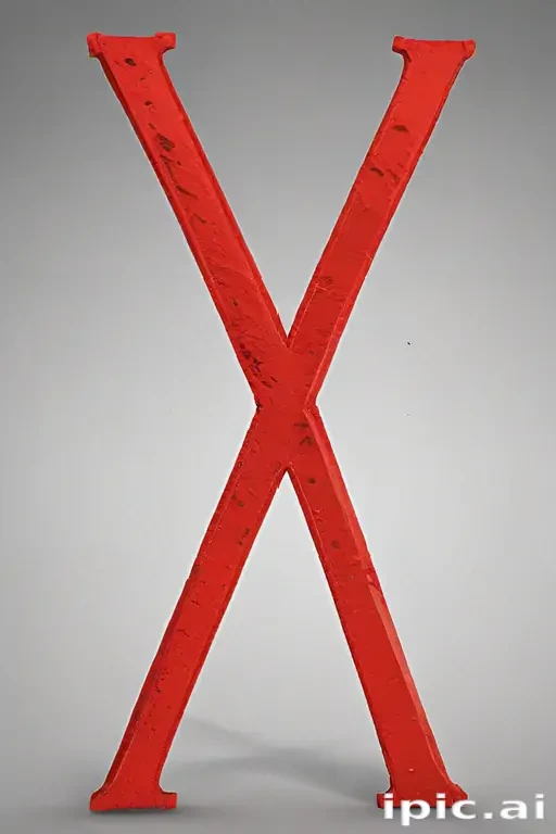 A Bold Red Letter X Standing Upright Against a Neutral Background.