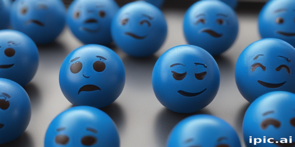 Colorful Collection of Blue Emoji Faces Expressing a Range of Emotions