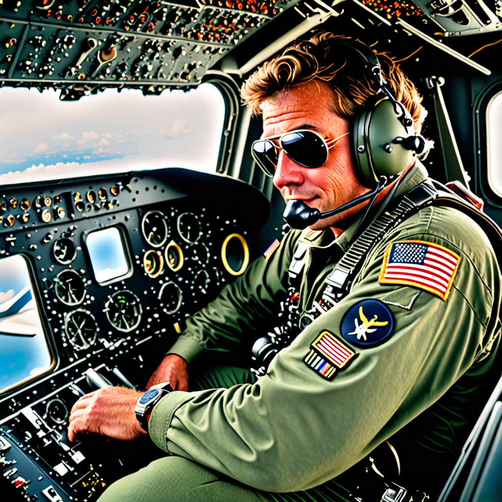 American milatary pilot in plane