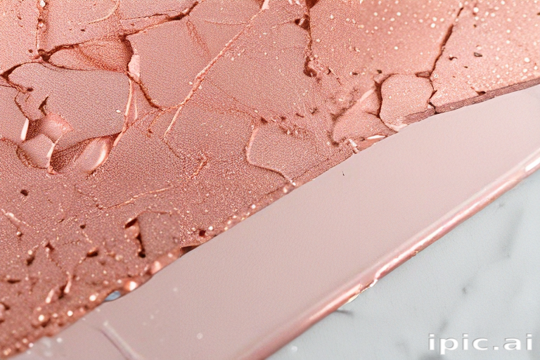 Close-Up of Textured Rose Gold Surface with Cracked and Shimmering Details