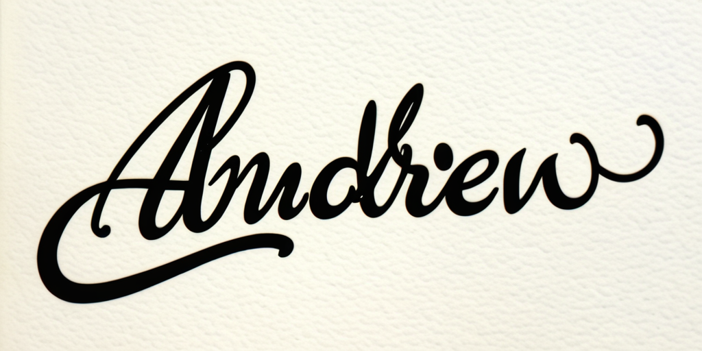 Elegant Handwritten Name Design Featuring the Name Andrew in Stylish Script