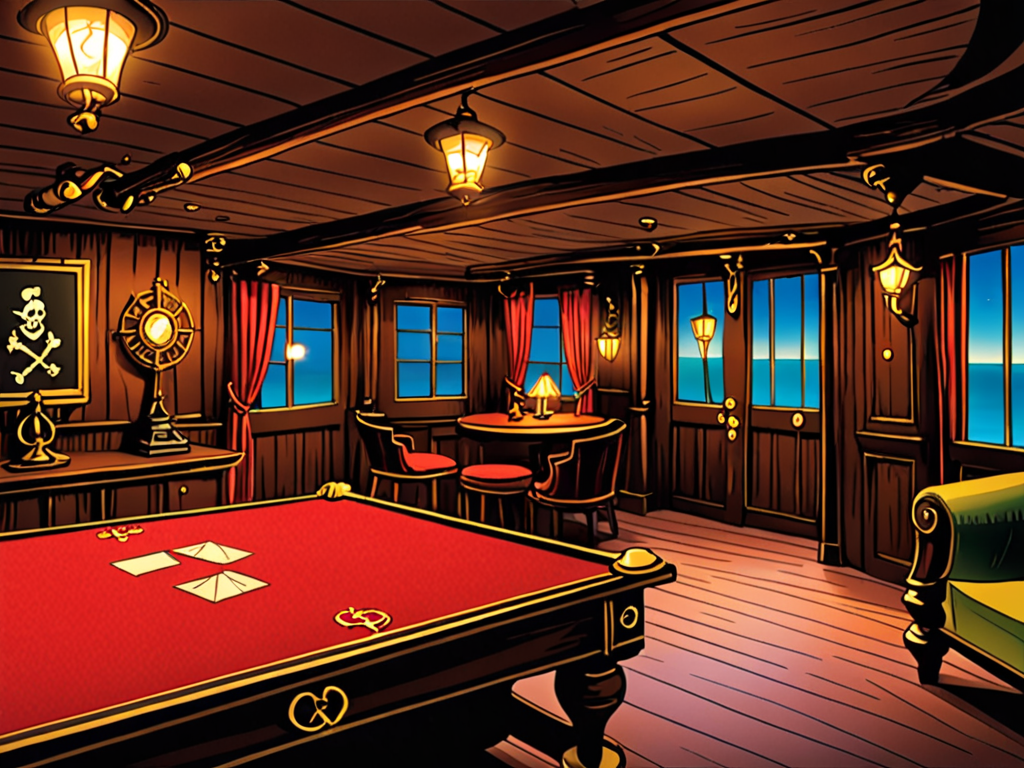 Interior of Captain Hook's state room on the pirate ship from the ...
