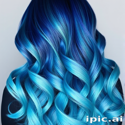 Stunning Long Waves of Blue and Aqua Hair Color Transformation.