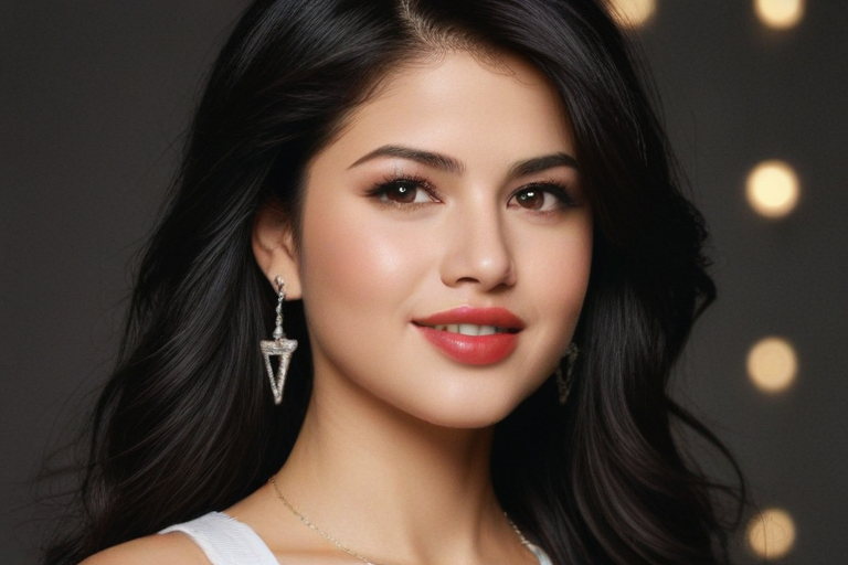 Radiant Beauty: A Close-Up Portrait Highlighting Elegance and Charm