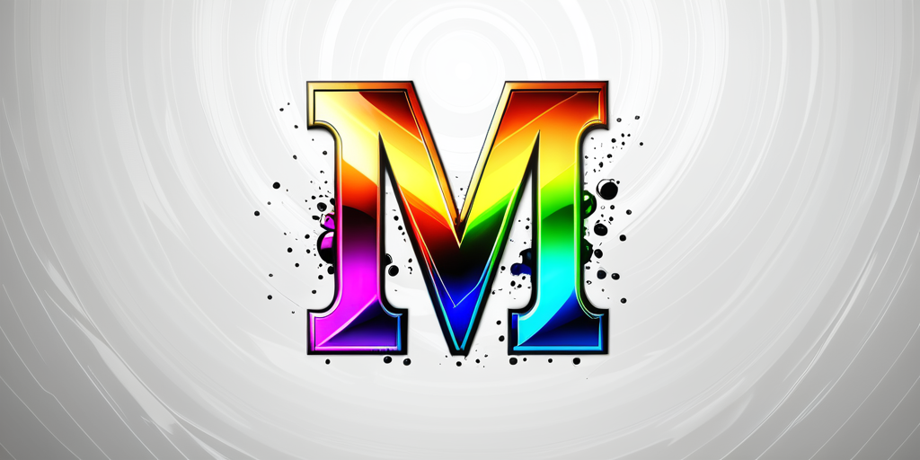 Vibrant Rainbow Letter M with a Glossy Finish Against a Light Background