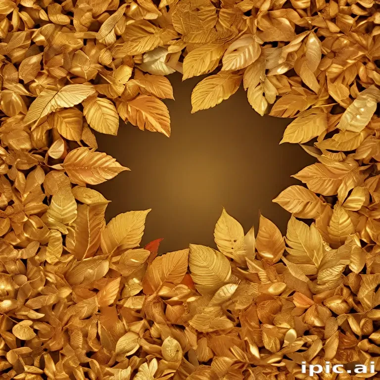 An Elegant Frame of Golden Leaves Surrounding a Blank Center Space