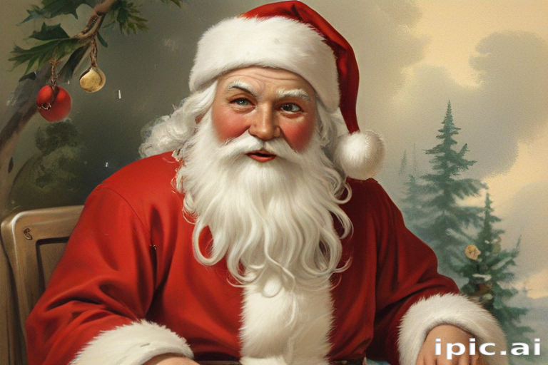 Classic Portrait of Santa Claus Surrounded by Holiday Cheer and Festive ...