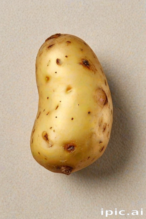 A Unique and Distinctively Shaped Potato on a Light Background Surface.
