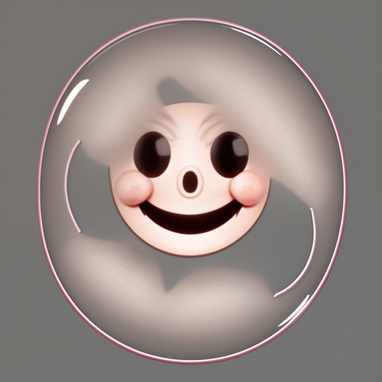 A Playful Cartoon Face Encased in a Colorful, Bubbly Bubble Design.