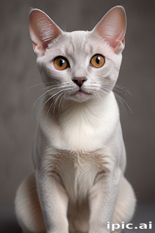 A Beautiful Light Gray Cat with Striking Yellow Eyes and Unique Features.