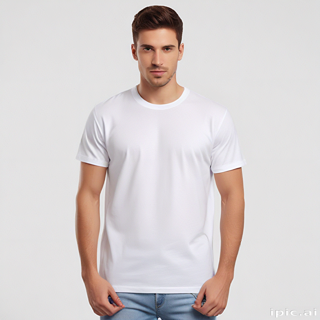 Stylish Young Man Wearing a Plain White T-Shirt Against a Neutral ...
