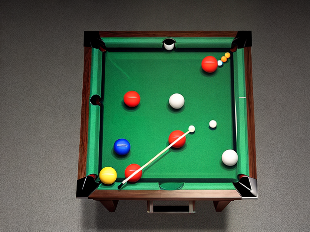 Draw a pool table with numbered balls and the cue ball positioned in ...