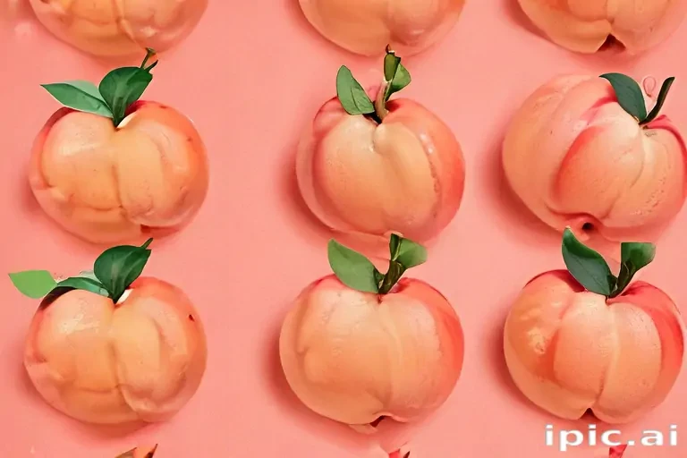 Delightful Arrangement of Realistic Peach Desserts on a Soft Pink ...