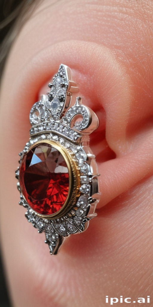 Elegant Silver Earring with Stunning Red Gemstone and Intricate Design