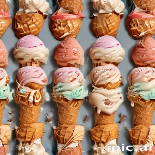 A Colorful Array of Delicious Ice Cream Cones in Various Flavors.